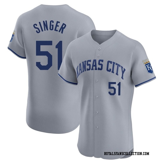 Men's Brady Singer Kansas City Royals Elite Gray Road Jersey